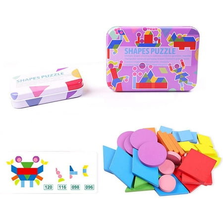 Wooden Pattern Blocks, Animals Jigsaw Geometric Shape Puzzle Sorting ...