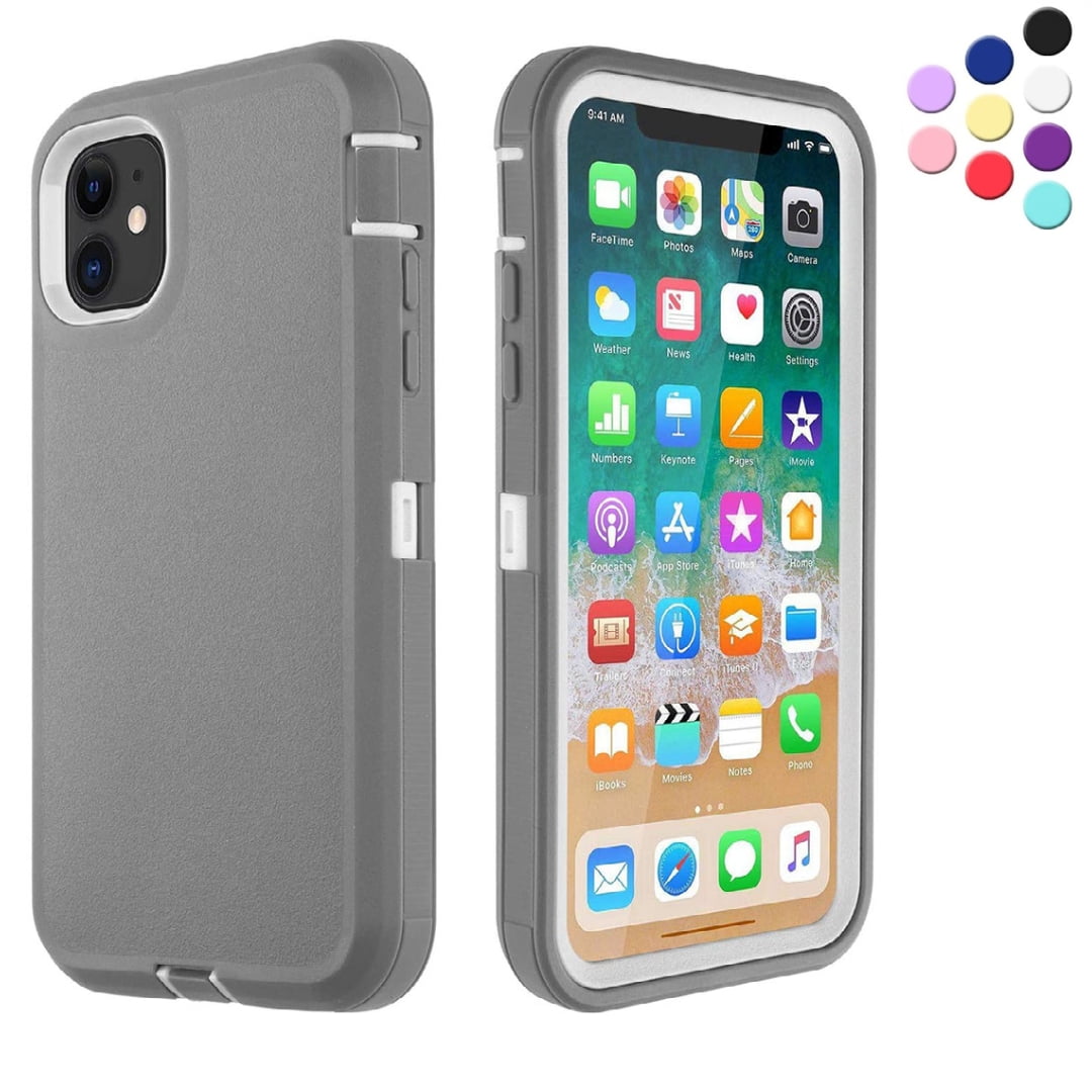 iPhone 12 Mini Heavy Duty Protective Case - Light Grey, 3 Layer Shock ...