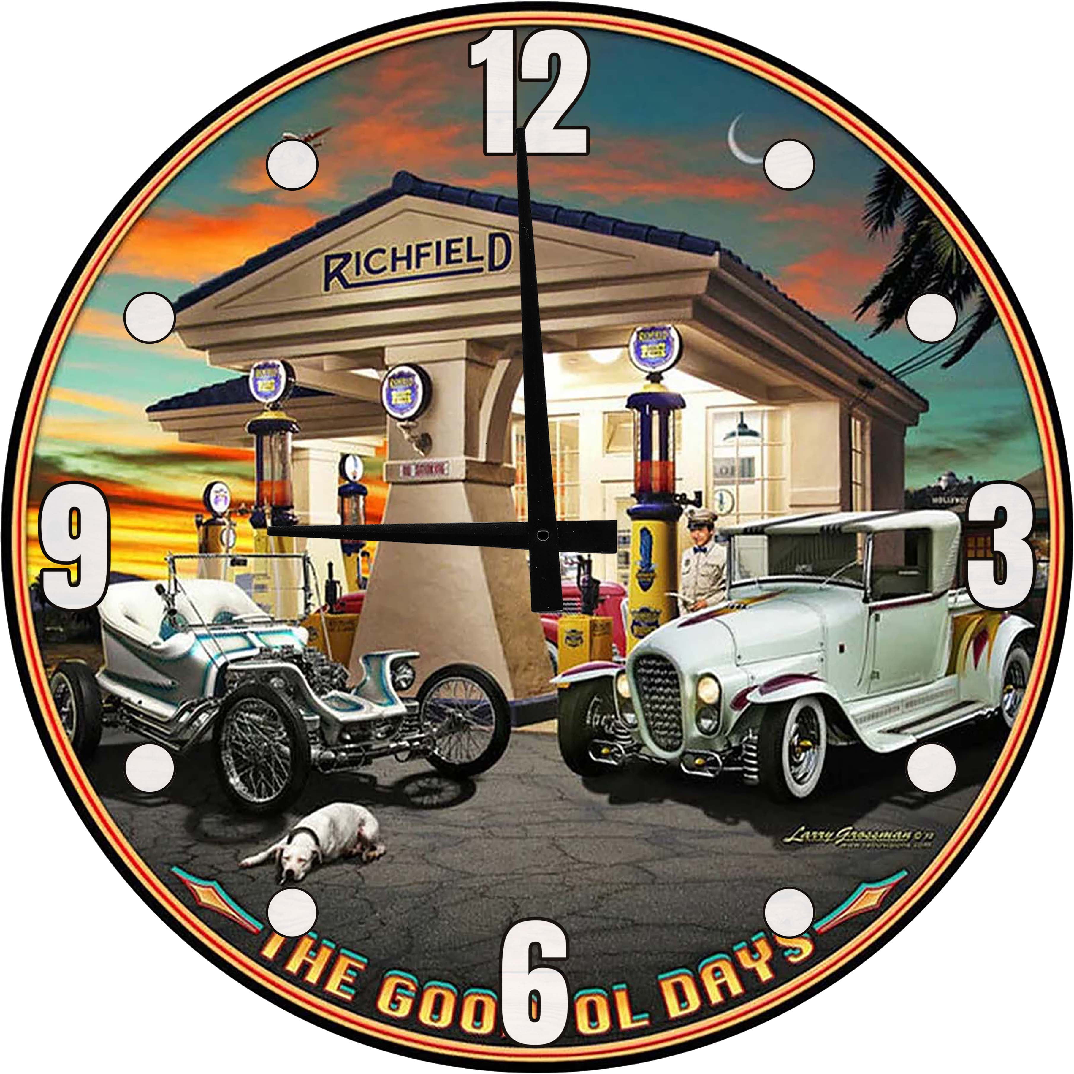 Wood Wall Clock Good Ol Days Hotrod Car Garage Large Wall Clock 18 Inch ...