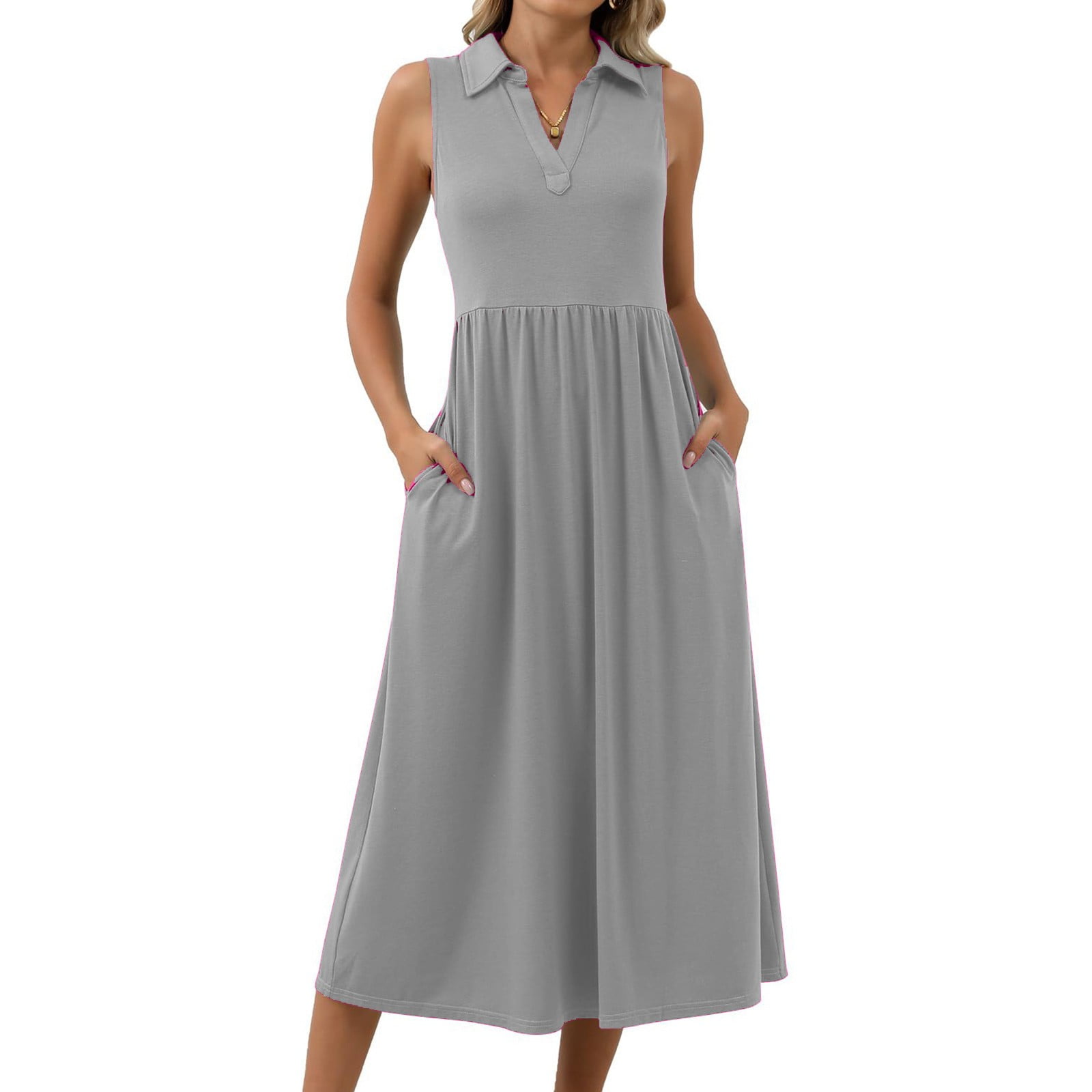 Click here for Hinvhai Womens Summer Sleeveless Work Midi Dress 2... prices