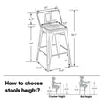 24" Bar Stools Set of 2 Bar Height Metal Barstools with Wood Seat Low ...