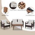 4-Piece PE Rattan Outdoor Sofa Set, Patio Garden Seating Set with Wood ...