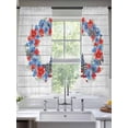 American Flag Sheer Curtains for Living Room Bedroom Blue Red Flowers ...