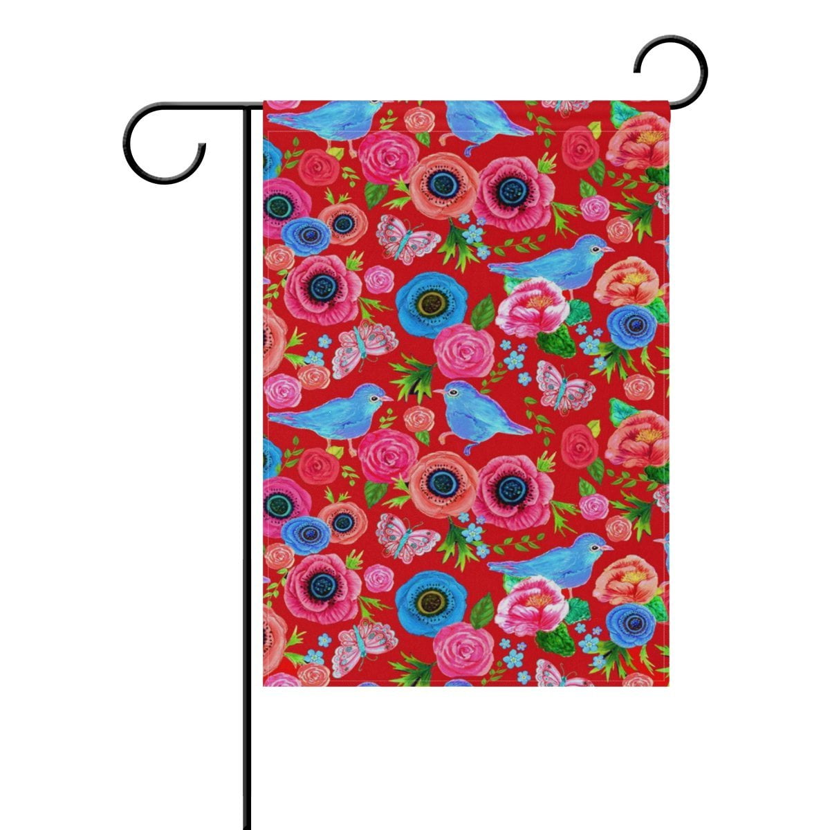 POPCreation Birds And Flowers Floral Polyester Garden Flag Outdoor Flag ...