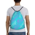 Drawstring Backpack - Sequins texture blue fish scale Cheer Gym Bag for ...