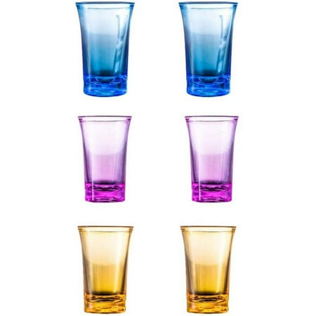 6 Pieces Colored Shot Glass Set, Heavy Mini Base Shot Glass Set ...