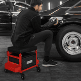 M-AUTO Adjustable Rectangular Roller Tool Box Padded Chair with Storage ...