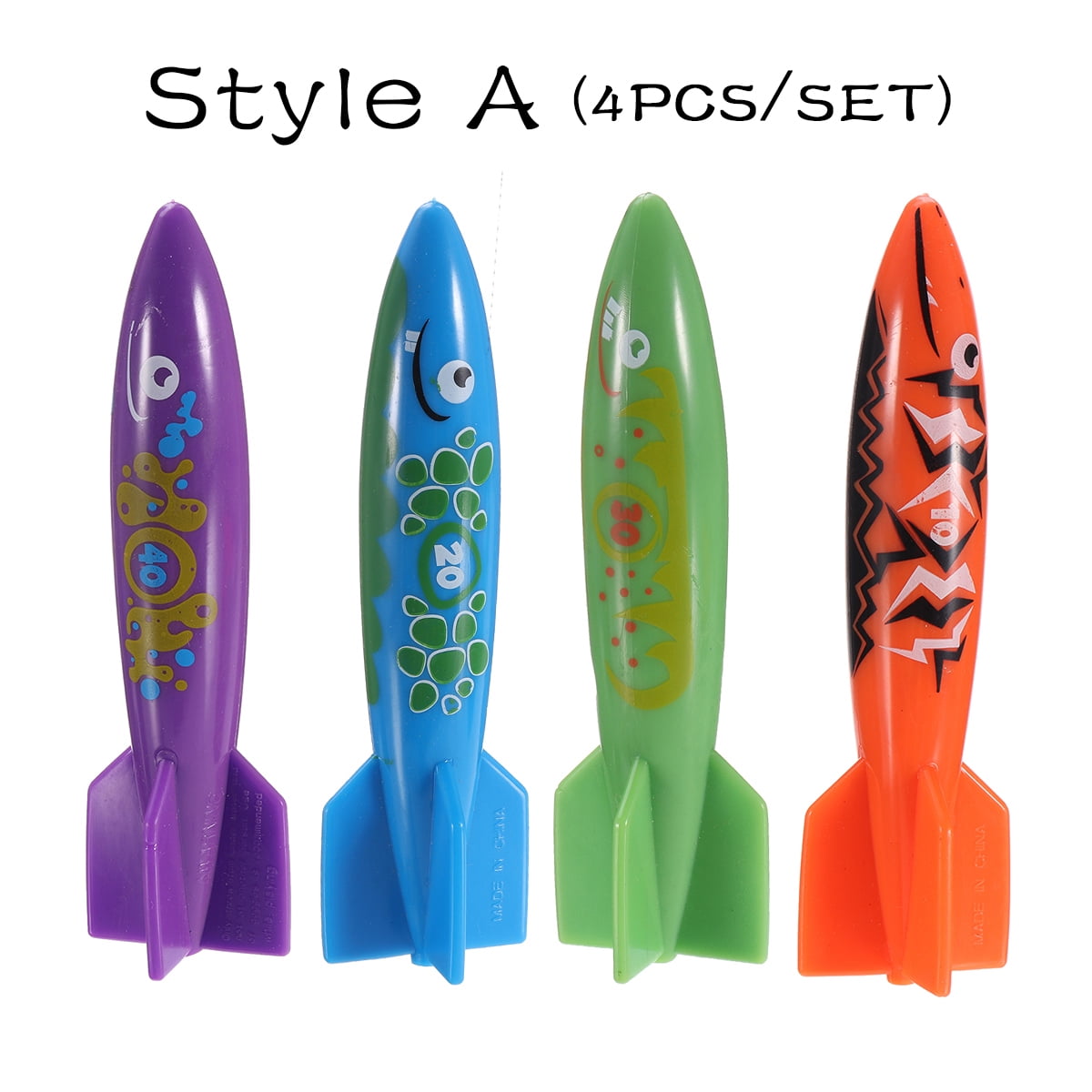 4PCS Swimming Torpedo Rocket Throwing Toy Pool Diving Summer Kid ...