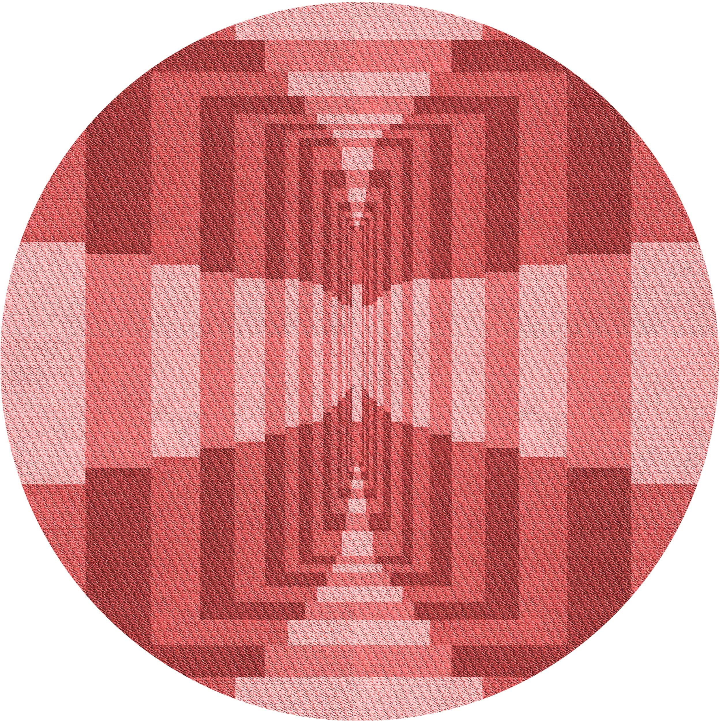 Ahgly Company Indoor Round Patterned Ferrari Red Area Rugs, 5' Round ...