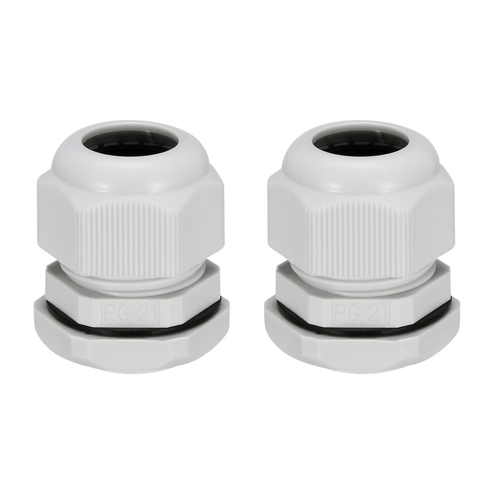 2Pcs PG21 Cable Gland Waterproof Plastic Wire Glands Joint White for 16 ...