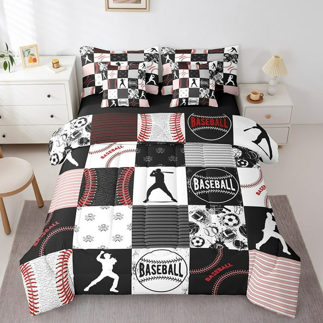 YST 7 Pcs Baseball Comforter Set Full Size,Boys Baseball Bed in a Bag ...