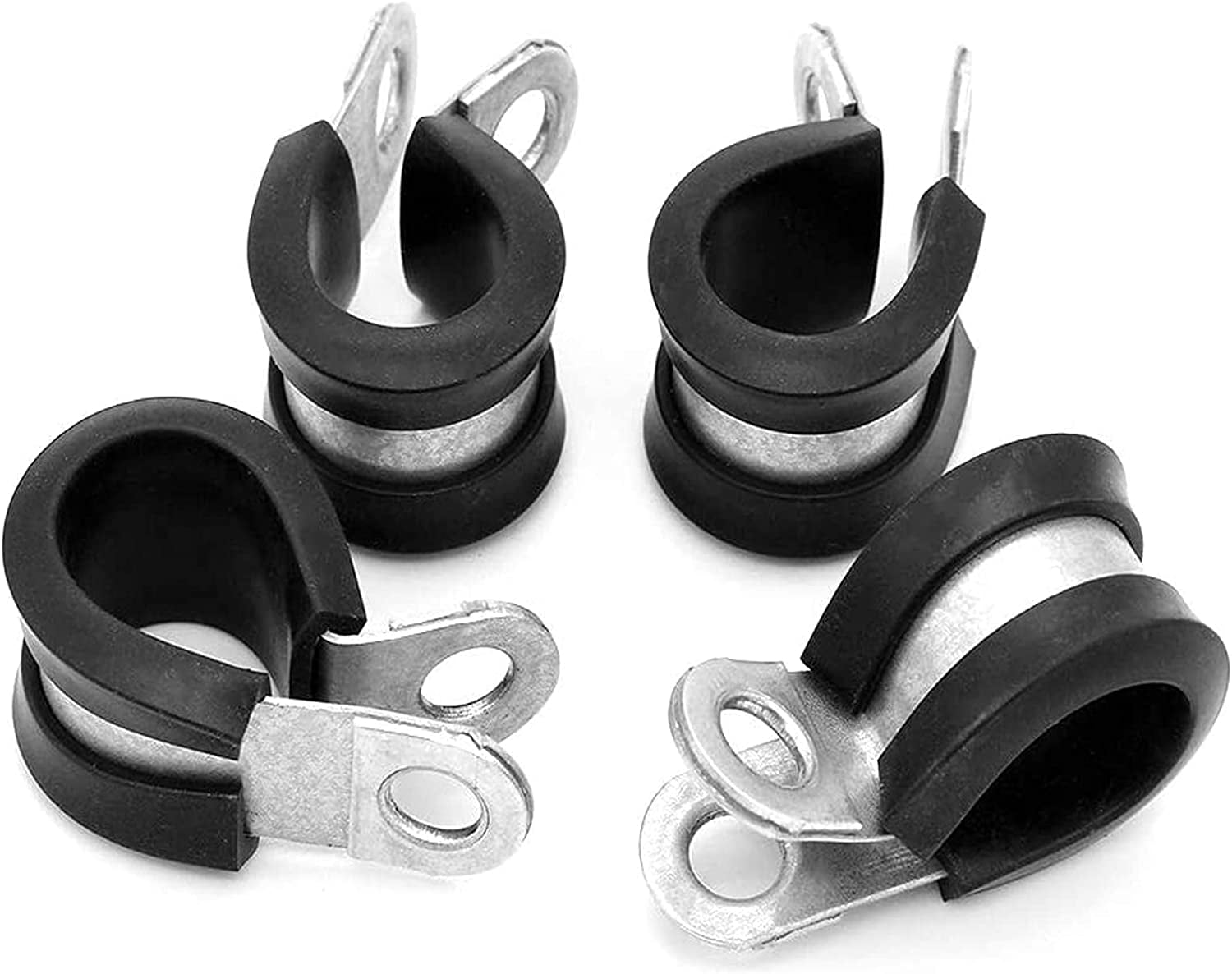 20 Pcs Rubber Lined P Clips Zinc Plated Metal P Clips Black Rubber ...