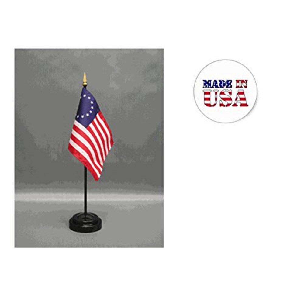 Made in the USA. 2 Betsy Ross 4"x6" Miniature Desk & Table Flags ...