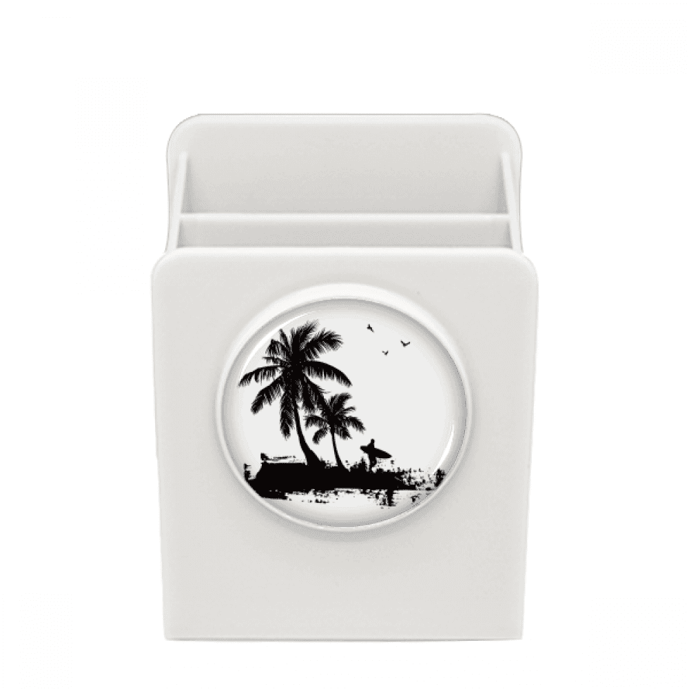 Beach Coconut Tree Illustration Pattern Desk Pencil Holder Cup Pen ...