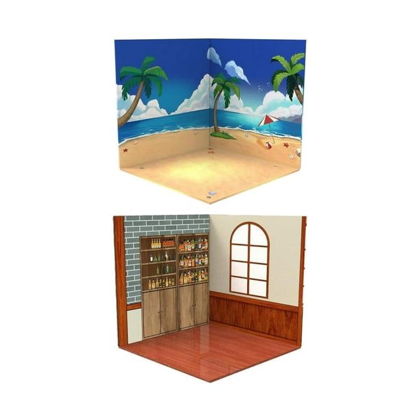 2pieces Model Display Backdrop Showcase Room Scene for 1:12 Figures ...
