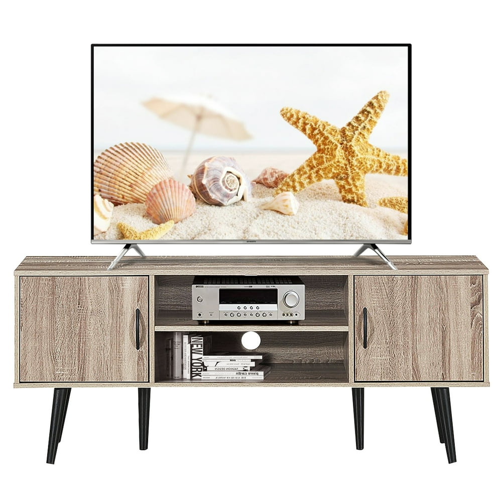 Topbuy Modern TV Stand for 65 inch TV/Console Cabinet Open Shelves ...
