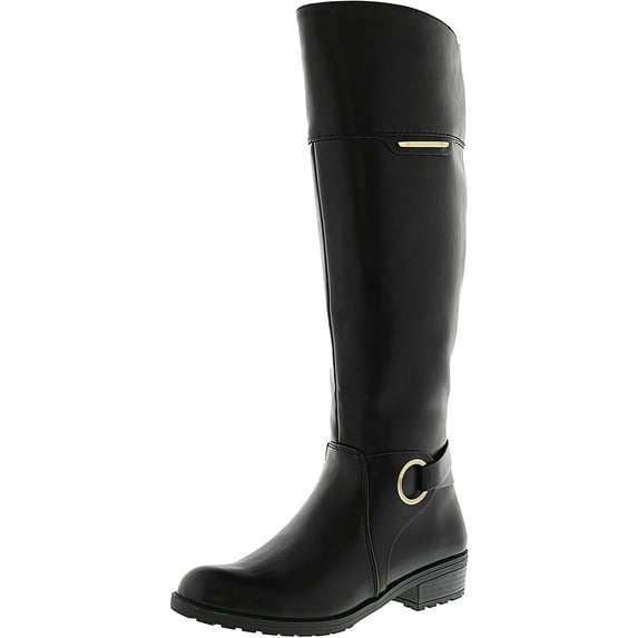 Women's Jadah Black Knee-High Leather Equestrian Boot - 5.5M - Walmart.com