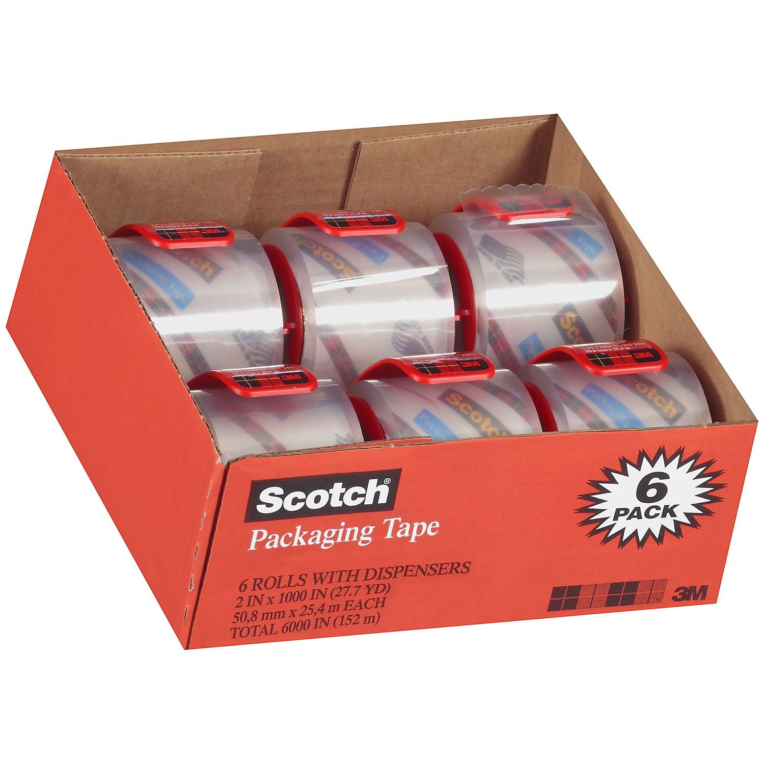 Scotch Heavy Duty Shipping Packaging Tape 1 88 Inches X 800 Inches 6