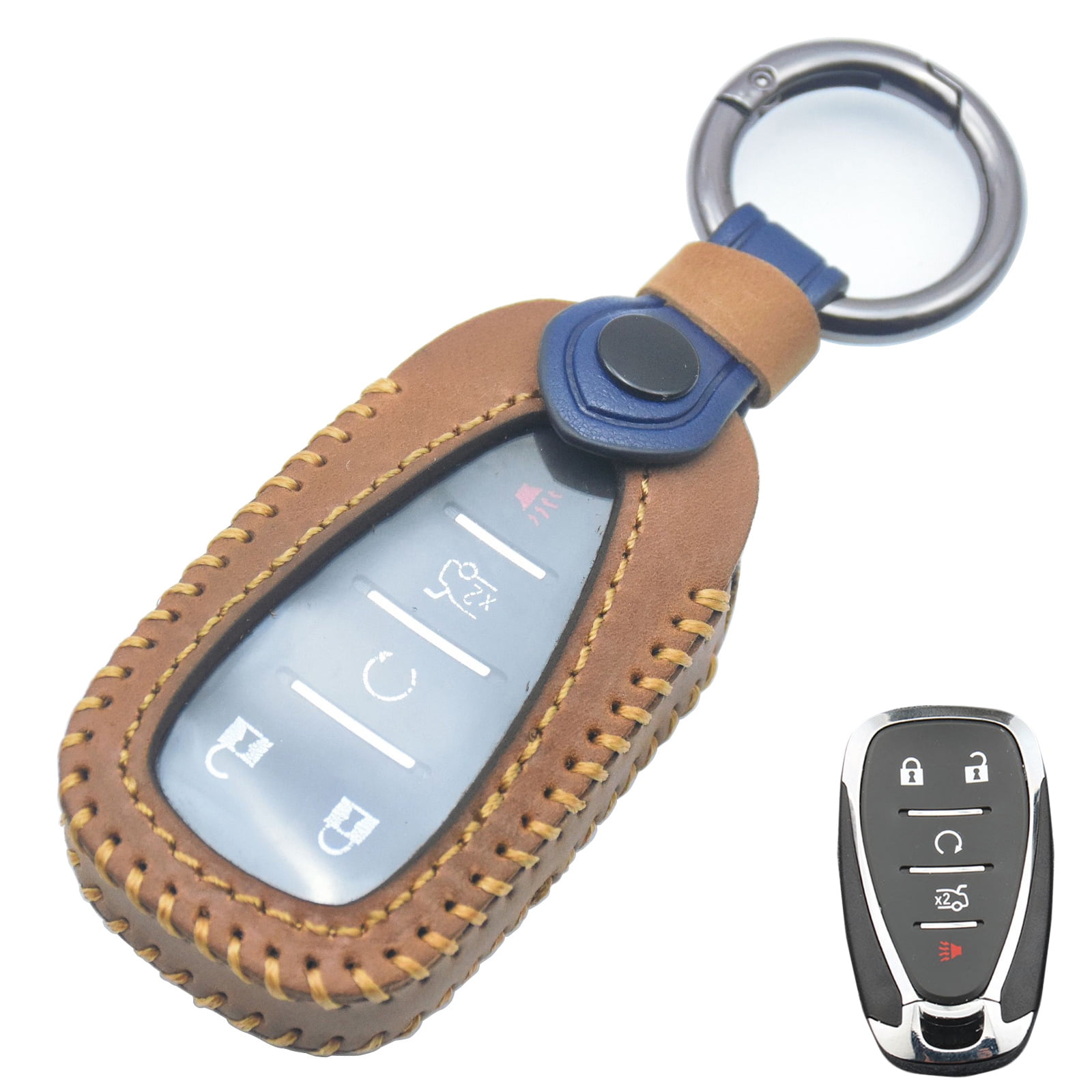 YUBOMT for Chevy Key Fob Cover,Genuine Leather Keychains for Chevrolet ...