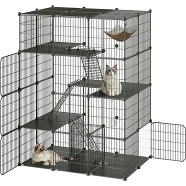 Dextrus Outdoor Play Large 5-Tier Metal Cat Cage, DIY Catio with Cube ...