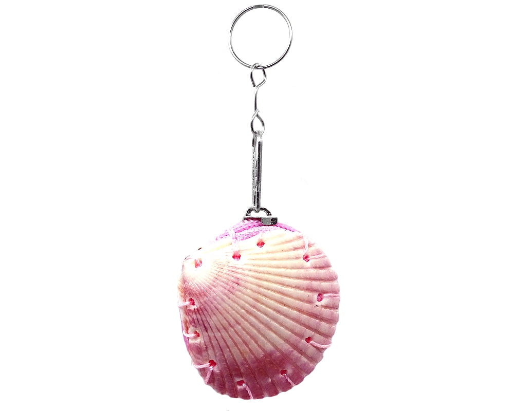 Natural Dyed Clam Seashell Zipper Coin Purse Keychain Change Pouch ...