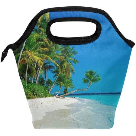 Lunch Bag for Adults/Men/Women/Kids,Blue Sea Beach Palm Tree Lunch Box ...