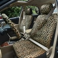 Leopard Car Seat Covers Full Set with Steering Wheel Cover 2 Belt Pads ...