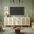 CF Buffet Cabinet with Storage, Storage Cabinet with PE Rattan Decor ...