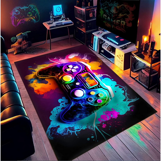 Gaming Rug for Boys Bedroom, Video Game Carpet with Gaming Theme Design ...