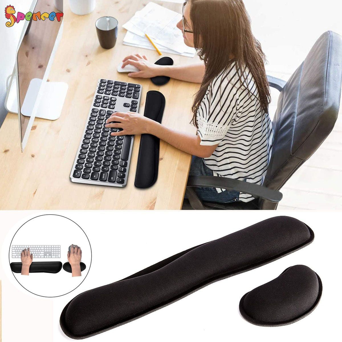 Spencer Memory Foam Set Keyboard Wrist Rest Pad Mouse Wrist Rest ...