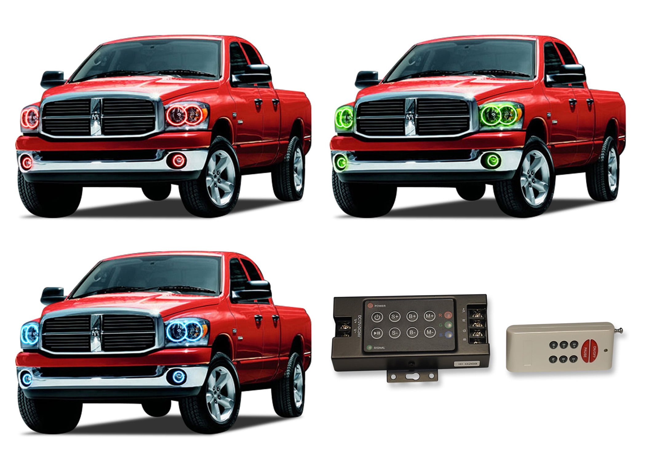 Flashtech LED RGB Multi Color Halo Ring Headlight and Fog Light Kit for ...