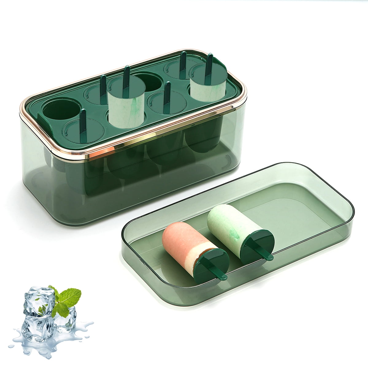 ReaNea Plastic Popsicle Tray with Ice Storage Bin and Lid, with 8 ...