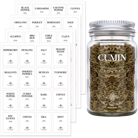 64 Pieces Spice Jar Labels Pre-Printed Herb Seasoning Kitchen Labels ...