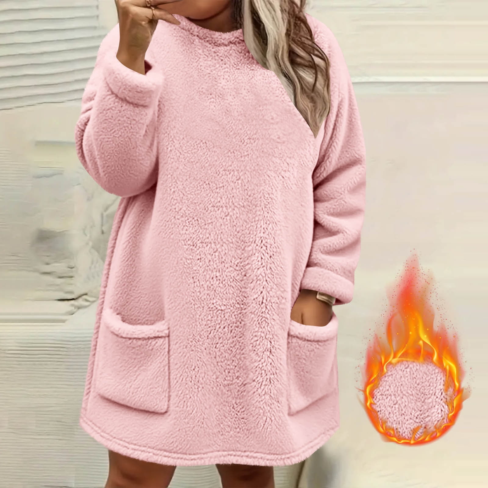 Click here for Mevxay Fuzzy Pullover For Women Plus Size Cozy Fle... prices