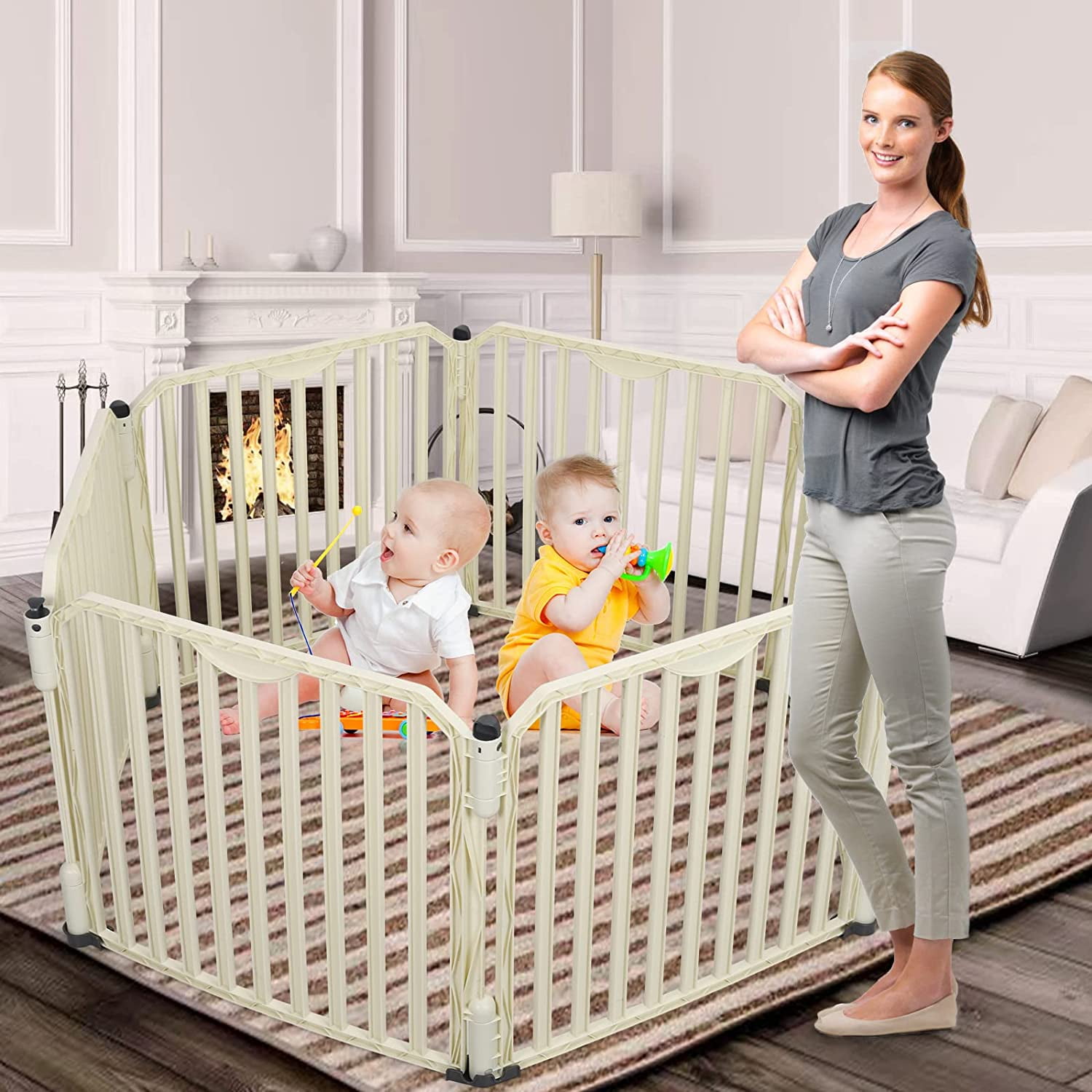 Baby Playpen, Playpen for Babies and Toddlers, Indoor/Outdoor 6-Panel ...
