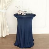 BalsaCircle Navy Blue Cocktail Table Cover Natural Wavy Drapes Spandex ...