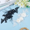 2pcs Flower Polyester Cloth Iron on/Sew on Patches with Feather White ...