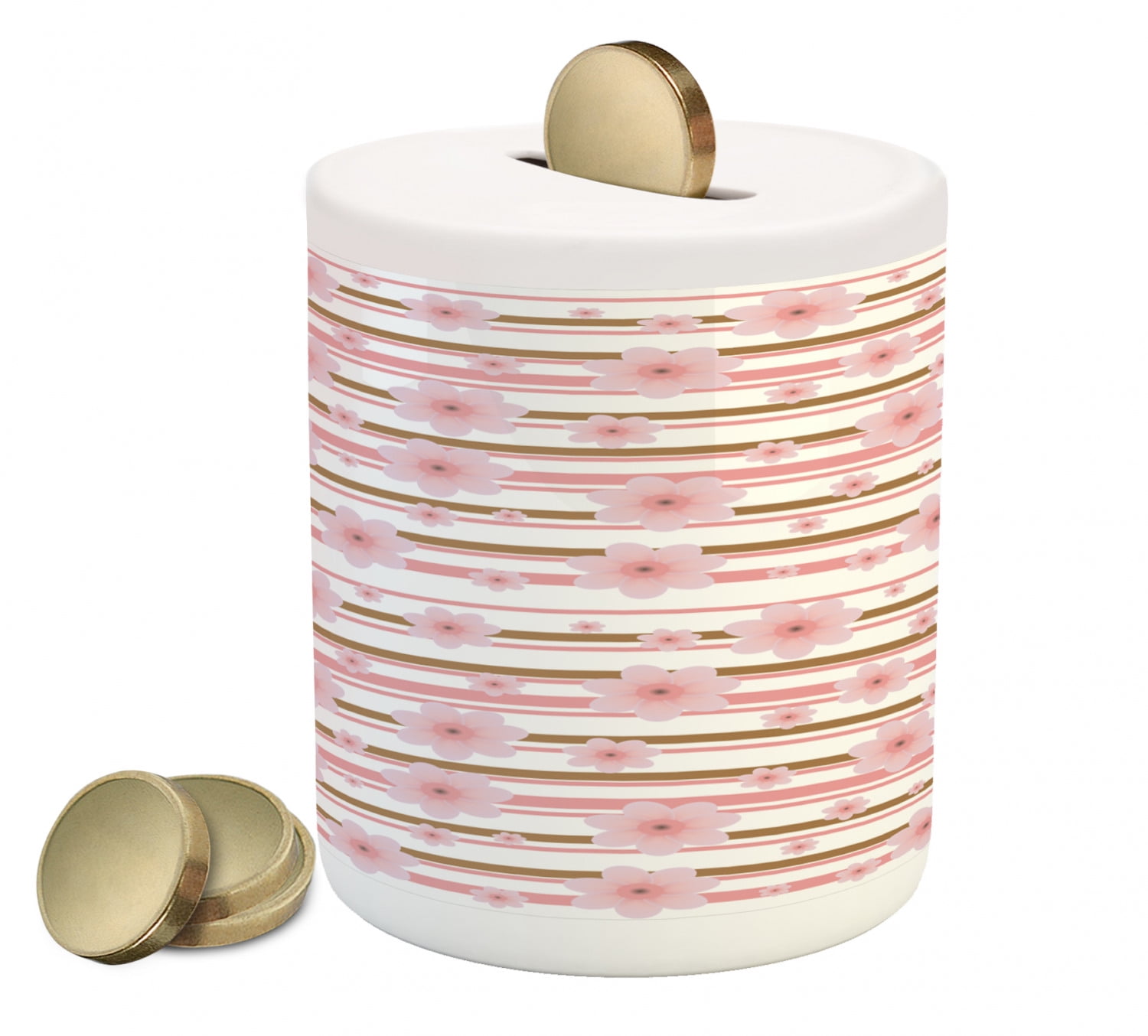 Peach Piggy Bank, Cherry Buds in Many Shapes Sizes with Horizontal ...