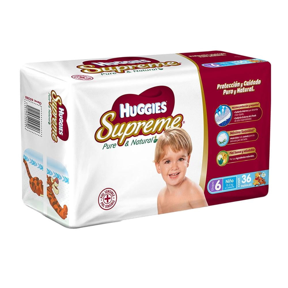 Pañales Huggies Supreme etapa 6 unisex 36 piezas | Bodega Aurrera en línea