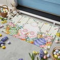 Easter Door Mat Spring White Rabbit Tail Eggs Floral Leaf Beige Wood ...