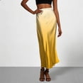 AHTJRT Satin Silk Maxi Skirts for Women Elegant Gradient Color High ...