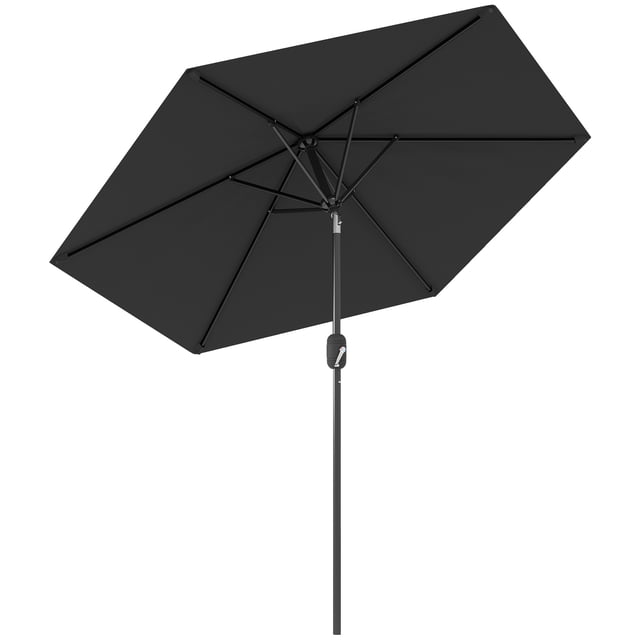 Outsunny Patio Sun Umbrella, Outdoor Parasol with 6 Ribs, Black ...