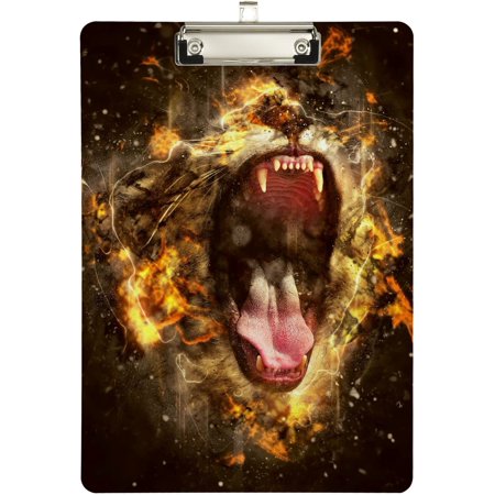 XDDJA Roaring Lion in Fire Clipboard Hardboard Wood Nursing Clip Board ...