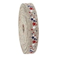 3.8cm x 2m Patriotic Linen Ribbon - Natural Burlap with White Dots ...