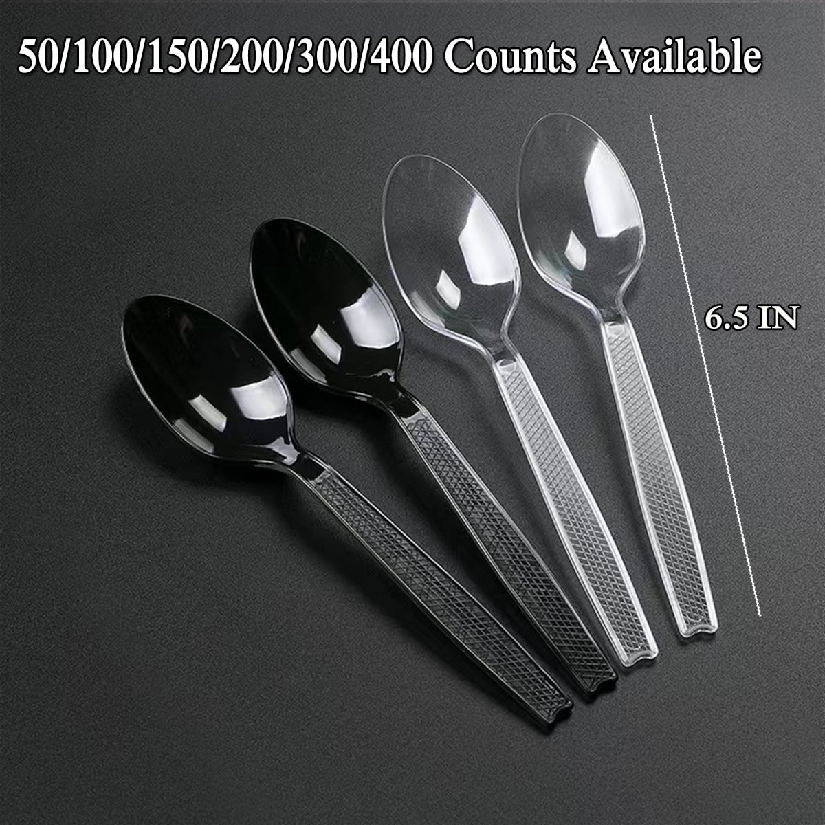100/200/300/400/500/600 Transparent Plastic Spoons-heavyweight Plastic ...