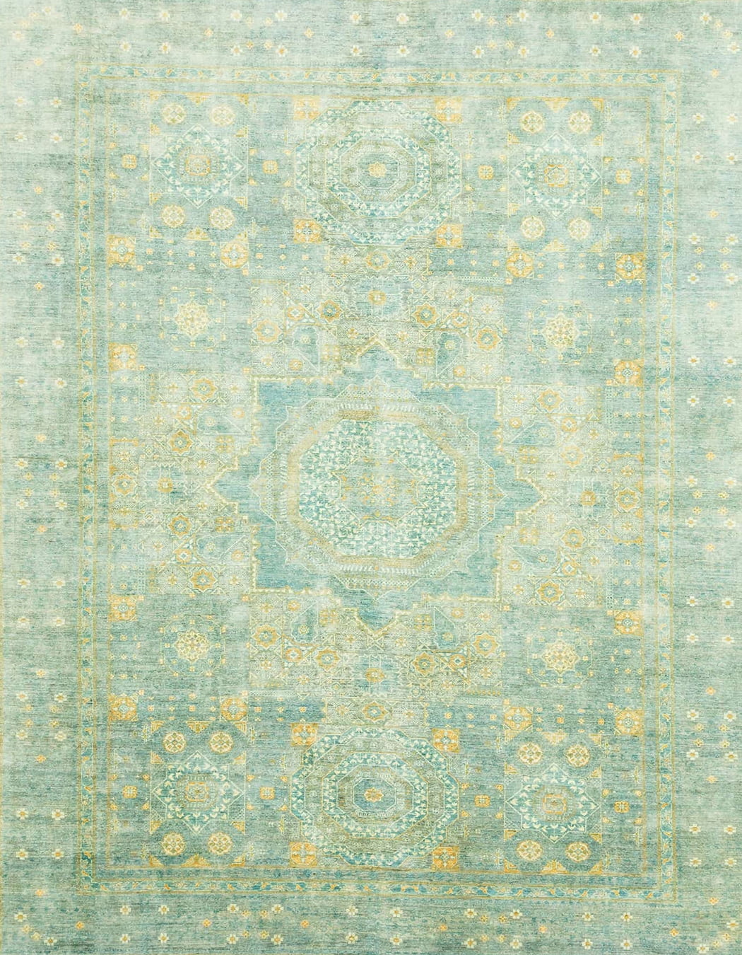 Ahgly Company Indoor Rectangle Abstract Green Abstract Area Rugs, 8' x ...