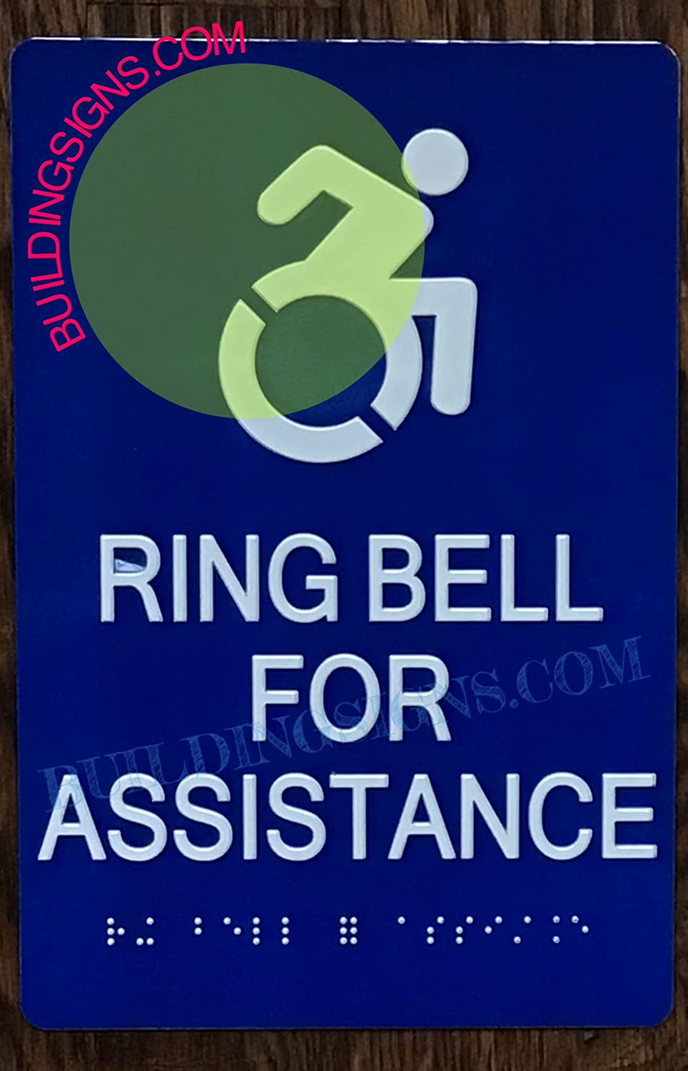 Ring Bell for Assistance Sign Braille -(Aluminum, Blue, Size 6x9) The ...