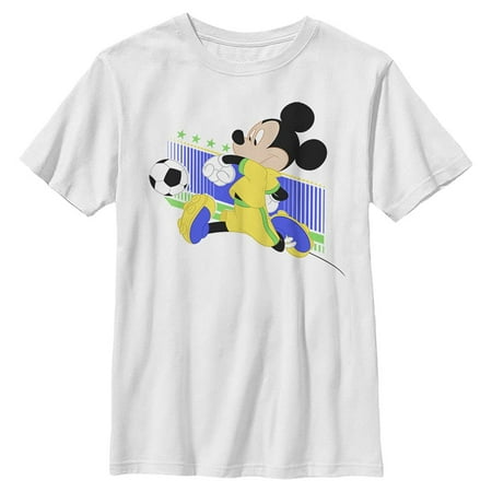 Disney Characters Brazil Kick Boy's Solid Crew Tee, White, Large ...