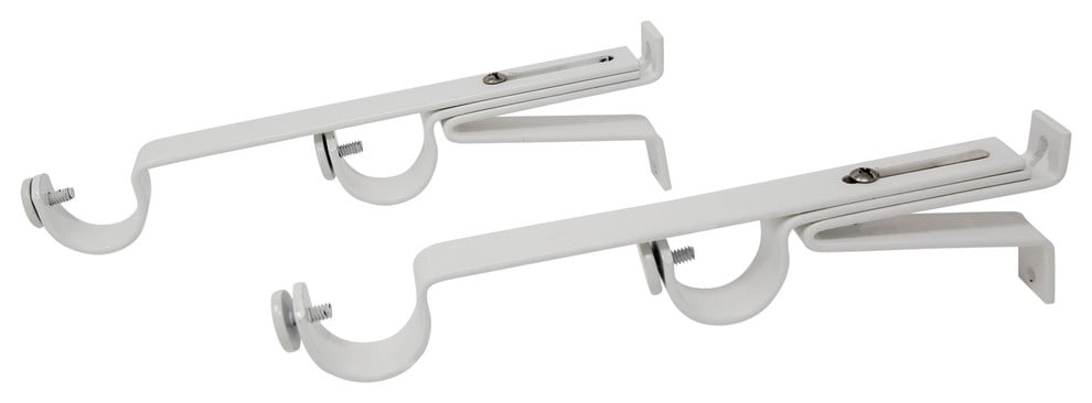 Urbanest Adjustable Double Rod Bracket, Up-1 1/8", Glossy White, Set of ...