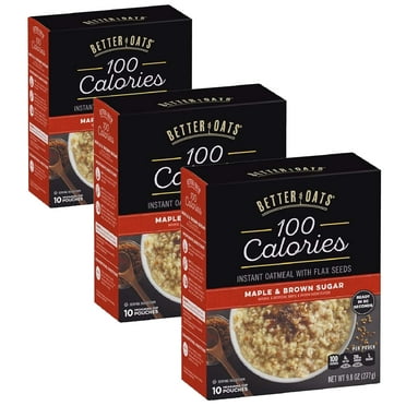 Better Oats 100 Calorie Maple Brown Sugar Oatmeal with Flax Seeds, 10 ...